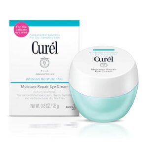 curel japanese skin care moisturizer repair eye cream, under eye cream for dry, sensitive skin, fragrance free & ph balanced, 0.8 oz