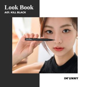 IM UNNY Skinny Fit Art Liner (A01 Kill Black), Liquid Eyeliner with 0.01mm Micro Tip for Ultra Precise Waterproof Smudge Proof Eyeliner, Longlasting with Full Pigment formula, Korean Makeup