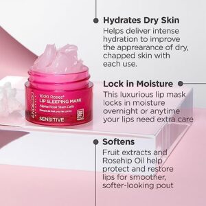 Andalou Naturals Lip Mask 1000 ROSES, Overnight Lip Sleeping Mask for Dry, Chapped Lips, Plumping, Hydrating & Soothing Lip Balm with Alpine Rose Stem Cells, Vegan & Cruelty-Free, 0.42 Oz