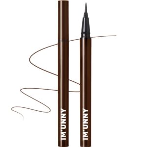 im unny skinny fit art liner (a02 deep brown), liquid eyeliner with 0.01mm micro tip for ultra precise waterproof smudge proof eyeliner, longlasting with full pigment formula, korean makeup