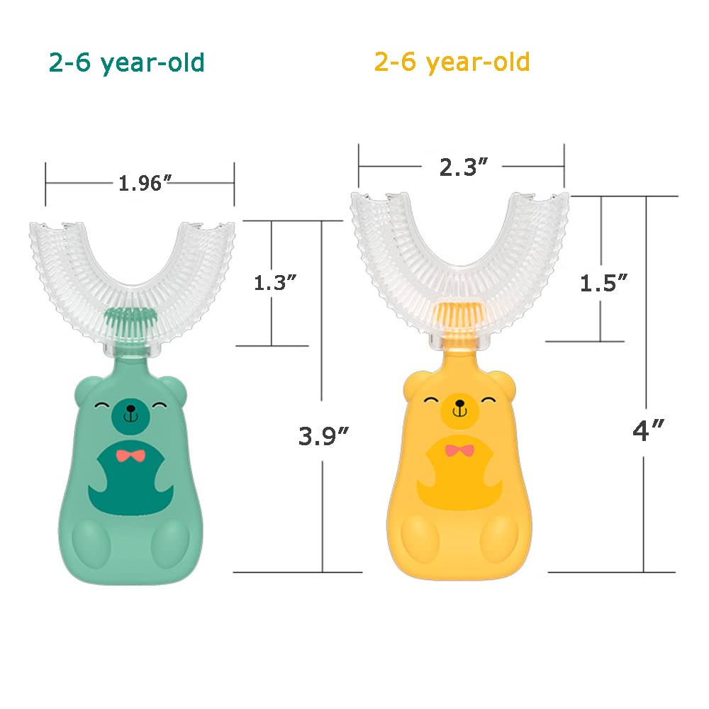 Gycoo Kids U- Shaped Toothbrush Rounded Children U Shape Toothbrush Oral Cleaning Tools for Children Teeth Cleaning Tools 360° Oral Toothbrush for Kids (6-12 Age（D）)