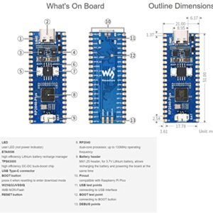 Waveshare RP2040-Plus, A Low-Cost, High-Performance Pico-Like MCU Board Based On Raspberry Pi Microcontroller RP2040 4MB