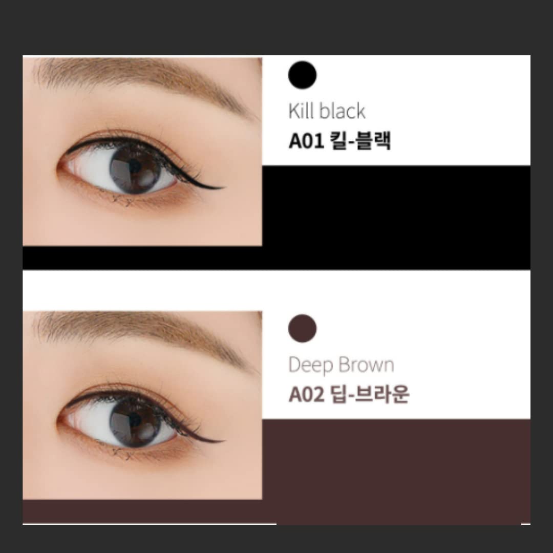 IM UNNY Skinny Fit Art Liner (A01 Kill Black), Liquid Eyeliner with 0.01mm Micro Tip for Ultra Precise Waterproof Smudge Proof Eyeliner, Longlasting with Full Pigment formula, Korean Makeup