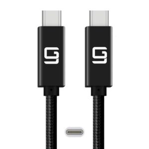 godspin usb c to usb c cable (10gbps) superspeed [certified] usb type-c to usb type-c, 100w power (usb 3.1, 3.2, thunderbolt 3) nylon braided, dual 4k or single 5k @60hz display (10ft/10gbps)