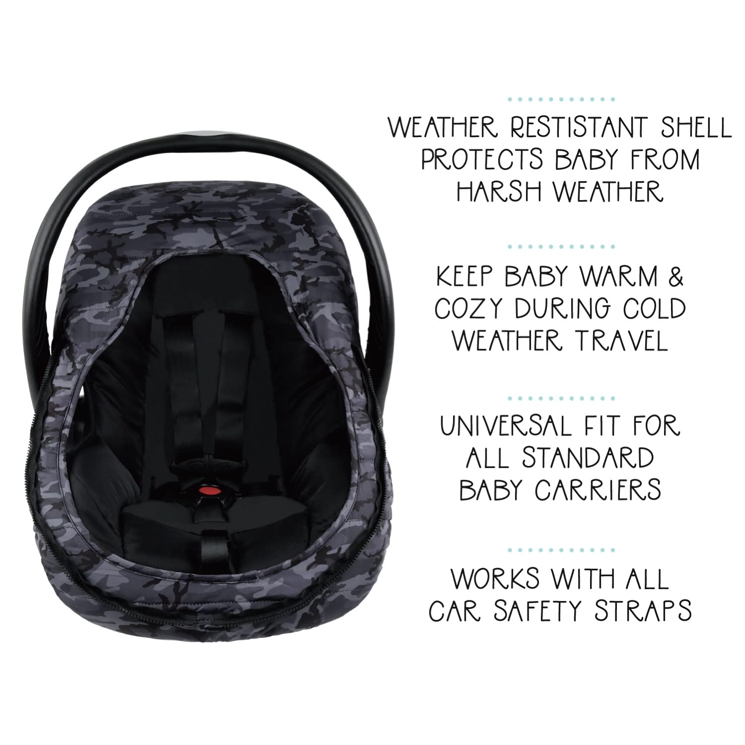 The Peanutshell Car Seat Cover | Black Camo | Winter Carseat Canopy | Car Seat Cover Baby