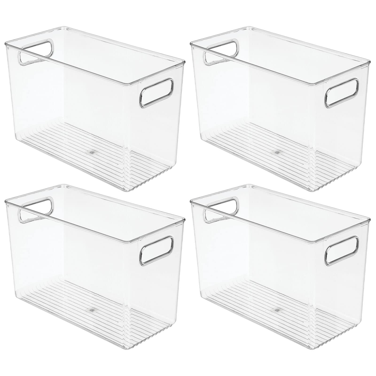 mDesign Plastic Storage Organizer Bin with Handles for Baby or Kids - Containers for Nursery, Playroom or Daycare - Holder for Snacks, Toys, Food, Diapers, or Wipes - Ligne Collection, 4 Pack, Clear