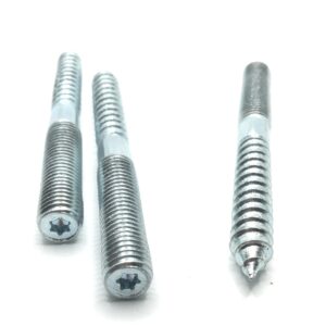 Haozheng Hanger Bolt M12x120 Silvery Double Headed Bolt Self-Tapping Screw with Hexagon for Furniture 12Pcs