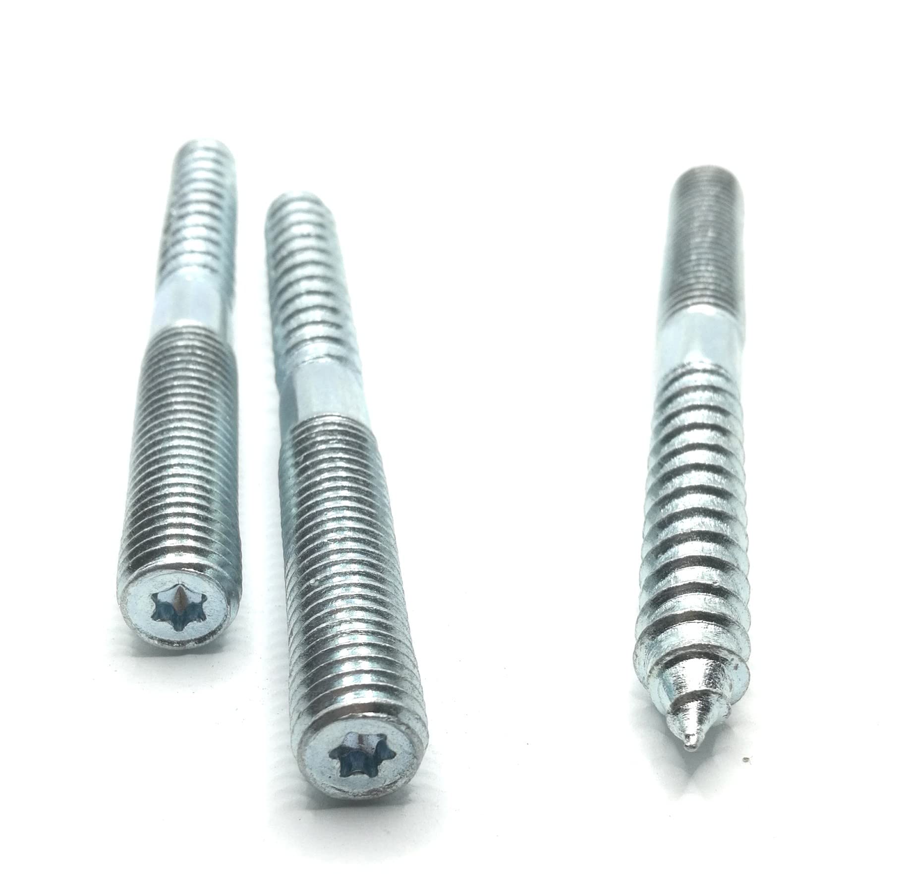 Haozheng Hanger Bolt M12x120 Silvery Double Headed Bolt Self-Tapping Screw with Hexagon for Furniture 12Pcs