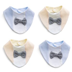 Gavvy Baby Bibs for Boys, Baby Bandana Bibs, Drool Bibs Baby Essentials for Newborn Boys, Cotton Bibs w/Waterproof Lining, Newborn Essentials Must Haves Baby Boys, Bow Tie Bibs