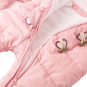 flower frail Baby Boys Girls Winter Snowsuit Jumpsuit Warm Hooded Coat Outerwear Onesie Romper with Footed Gloves Pink 9-12 Months