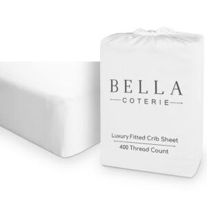 bella coterie luxury bamboo crib sheet | organically grown | ultra soft | cooling for better sleep | deep pocket fitted sheet for crib & toddler mattress | viscose made from bamboo [white]