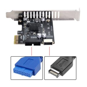 cablecc 5Gbps Type-E USB 3.1 Front Panel Socket & USB 2.0 to PCI-E 1X Express Card VL805 Adapter for Motherboard