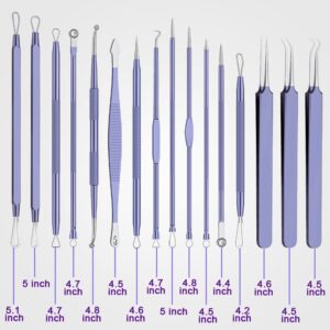 Xesscare Latest Pimple Popper Tool Kit, 16 Pcs Blackhead Remover Tool, Comedone Extractor Acne Removal Kit, Professional Whitehead Tweezers with Metal Case for Facial, Nose and Forehead (Purple)