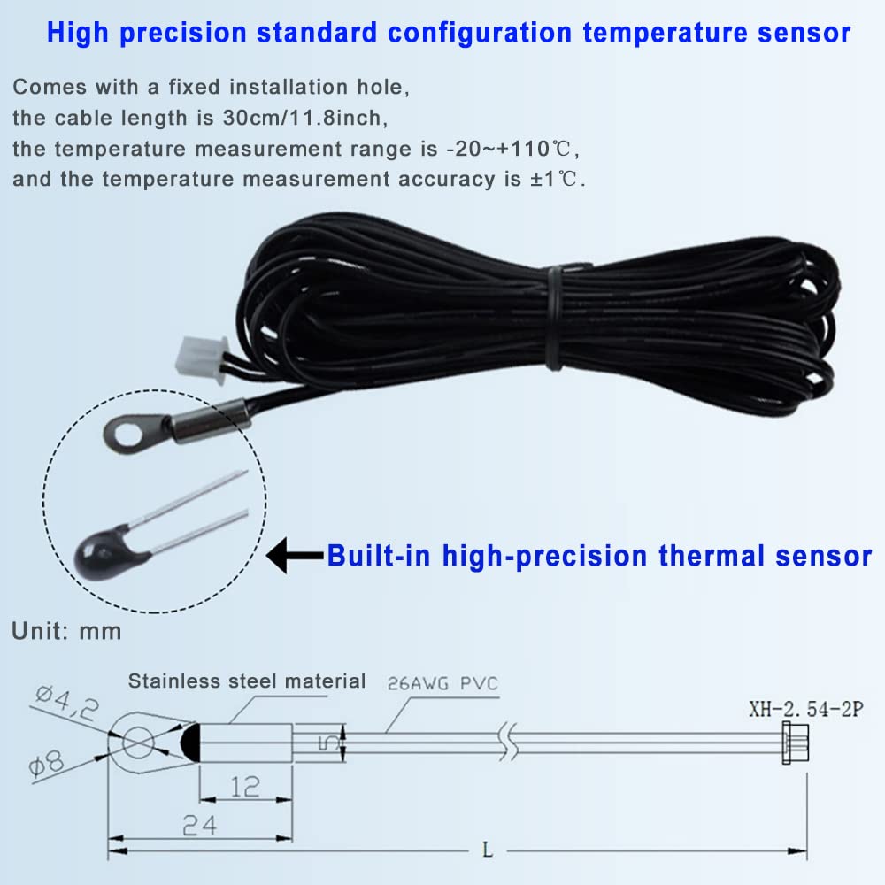 DC 12V 24V 4A 2-Way Adjustable PWM Fan Speed Controller, Automatic PC CPU Case Fan Temperature Control Governor with Sensor Universal for 2 3 4-Wire DC Fan