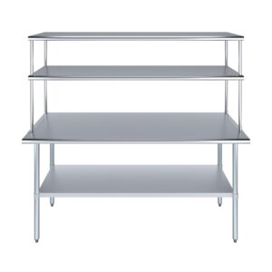 Amgood Stainless Steel Work Table Double Tier Overshelf | Metal Kitchen Prep Table & Shelving Combo (24" x 72" Work Table + 18" Overshelf)