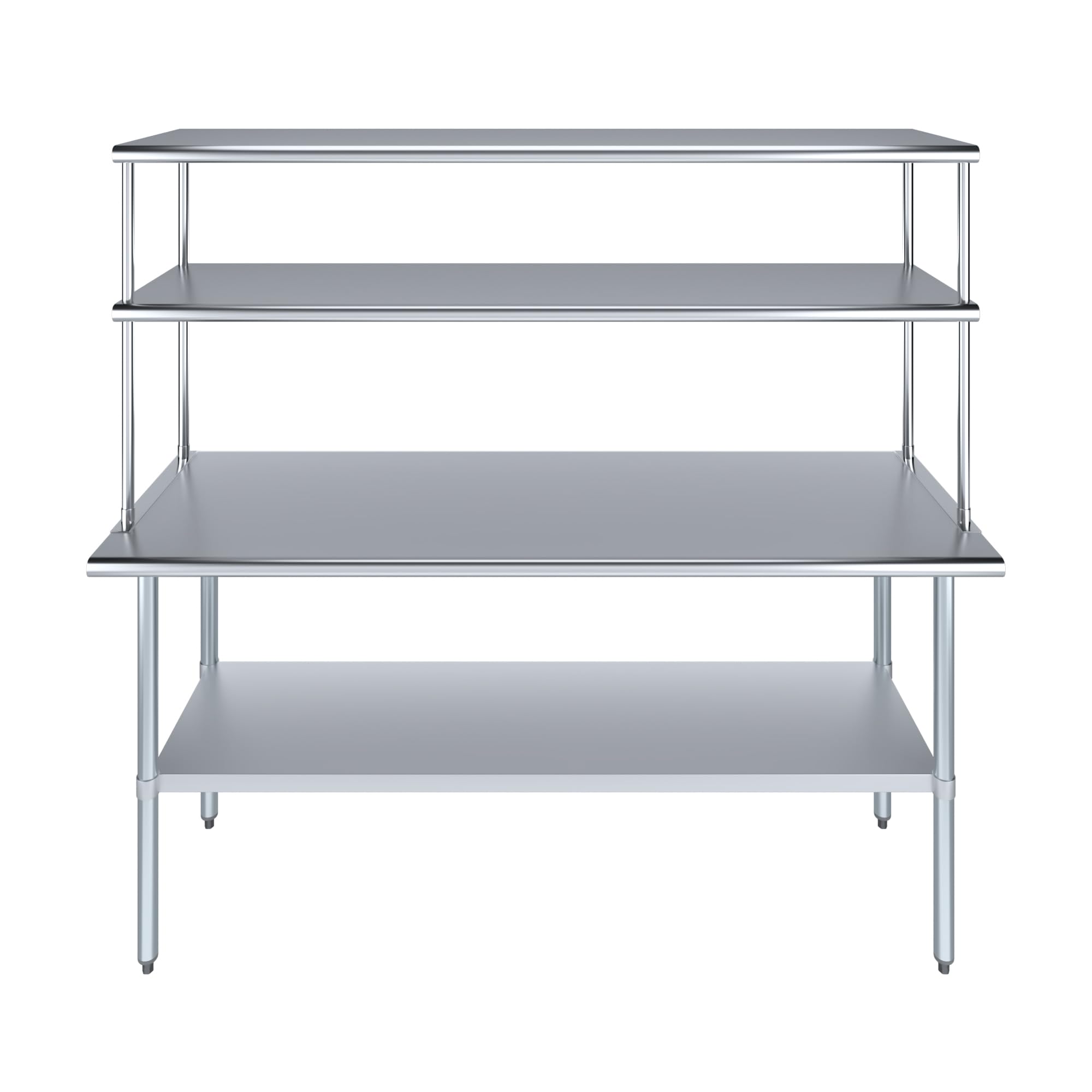 Amgood Stainless Steel Work Table Double Tier Overshelf | Metal Kitchen Prep Table & Shelving Combo (24" x 72" Work Table + 18" Overshelf)