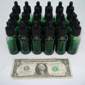 Case of 24 Commercial Grade 1oz Faded Green Glass Bottle Dropper 30ml With Cap