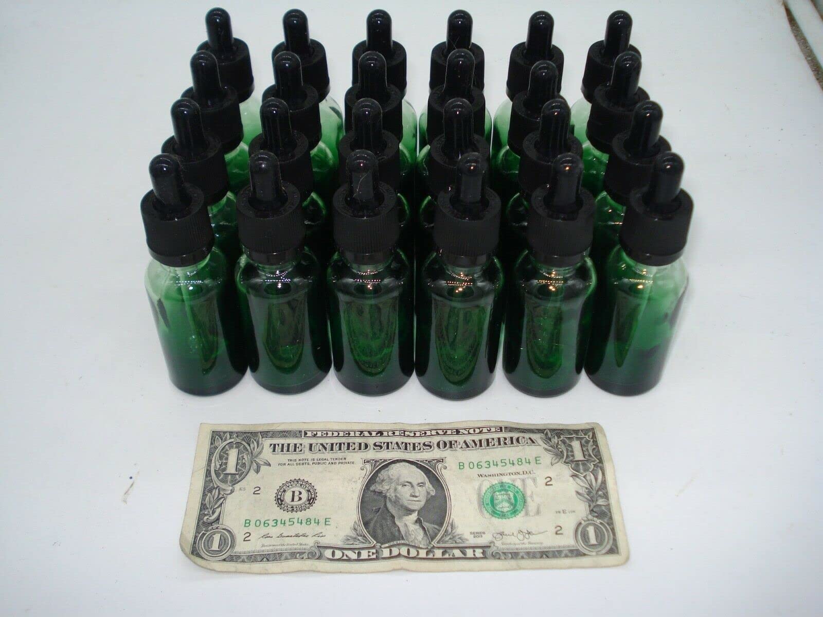 Case of 24 Commercial Grade 1oz Faded Green Glass Bottle Dropper 30ml With Cap