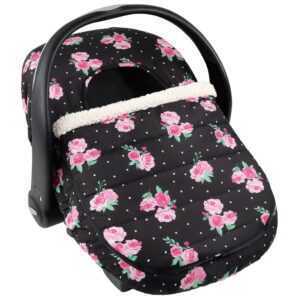 the peanutshell car seat cover for baby girls,floral rose, winter carseat canopy car seat cover