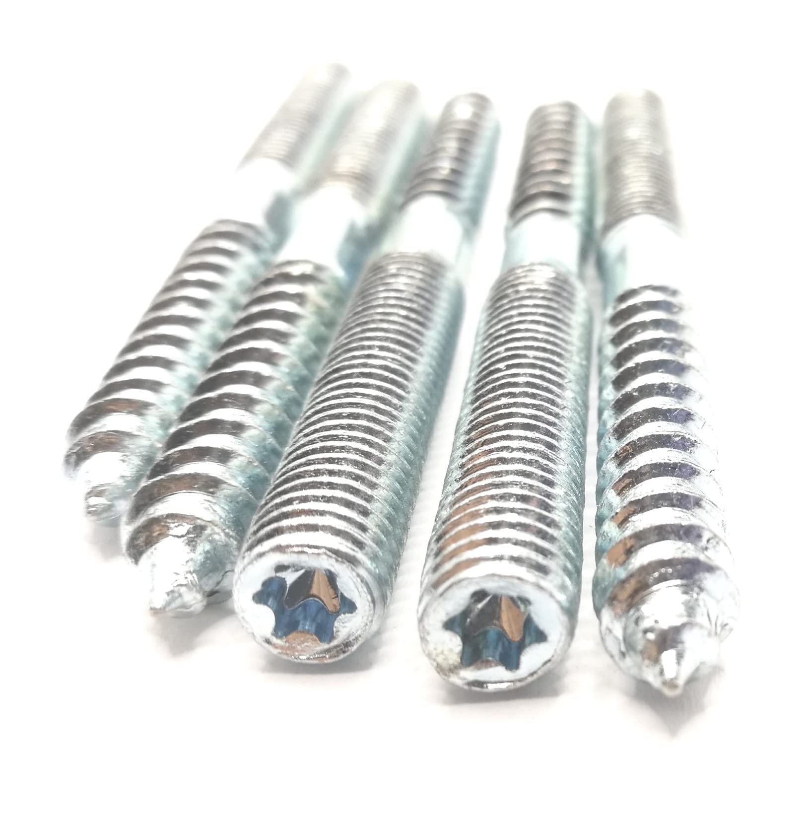 Haozheng Hanger Bolt M8x90 Silvery Double Headed Bolt Self-Tapping Screw with Hexagon for Furniture 12Pcs