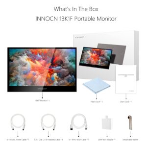 INNOCN Portable Monitor 13.3" OLED Full HD 1080P 100% DCI-P3 1MS 100000:1 USB C Plug Play Computer Monitor Mini HDMI Travel Monitor Photo Video Editing Second Monitor for Laptop MacBook PC Console