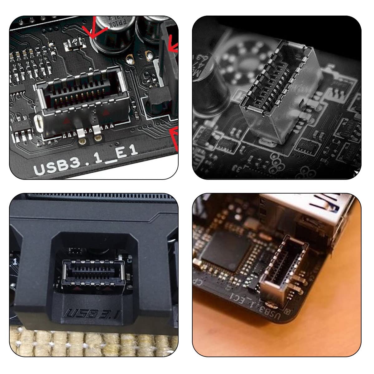 cablecc 5Gbps Type-E USB 3.1 Front Panel Socket & USB 2.0 to PCI-E 1X Express Card VL805 Adapter for Motherboard