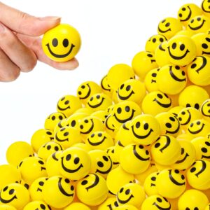 200 pack smile face stress balls mini stress balls 1.2 inch colored soft foam stress balls funny face small stress balls for teens adults stress relief balls party reward gift (yellow)