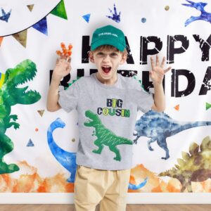 WAWSAM Dinosaur Big Cousin T-Shirt Birthday Boy Shirt for Toddler Boys of The Matching Family Short Sleeve Grey, 4-5T