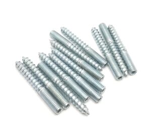 haozheng hanger bolt m6x50 silvery double headed bolt self-tapping screw for furniture 12pcs