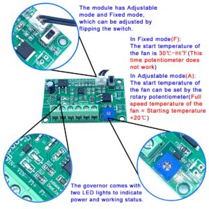 DC 12V 24V 4A 2-Way Adjustable PWM Fan Speed Controller, Automatic PC CPU Case Fan Temperature Control Governor with Sensor Universal for 2 3 4-Wire DC Fan