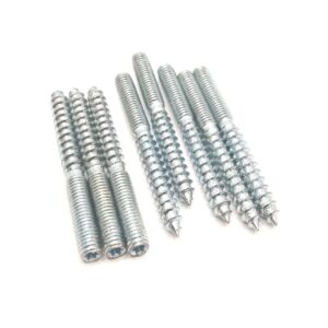 haozheng hanger bolt m6x60 silvery double headed bolt self-tapping screw for furniture 8pcs