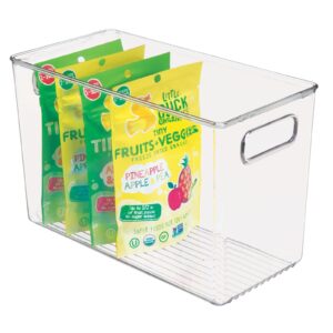 mDesign Plastic Storage Organizer Bin with Handles for Baby or Kids - Containers for Nursery, Playroom or Daycare - Holder for Snacks, Toys, Food, Diapers, or Wipes - Ligne Collection, 4 Pack, Clear