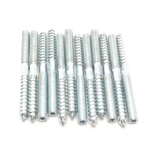 haozheng hanger bolt m8x90 silvery double headed bolt self-tapping screw with hexagon for furniture 12pcs