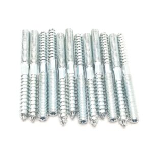 Haozheng Hanger Bolt M8x90 Silvery Double Headed Bolt Self-Tapping Screw with Hexagon for Furniture 12Pcs