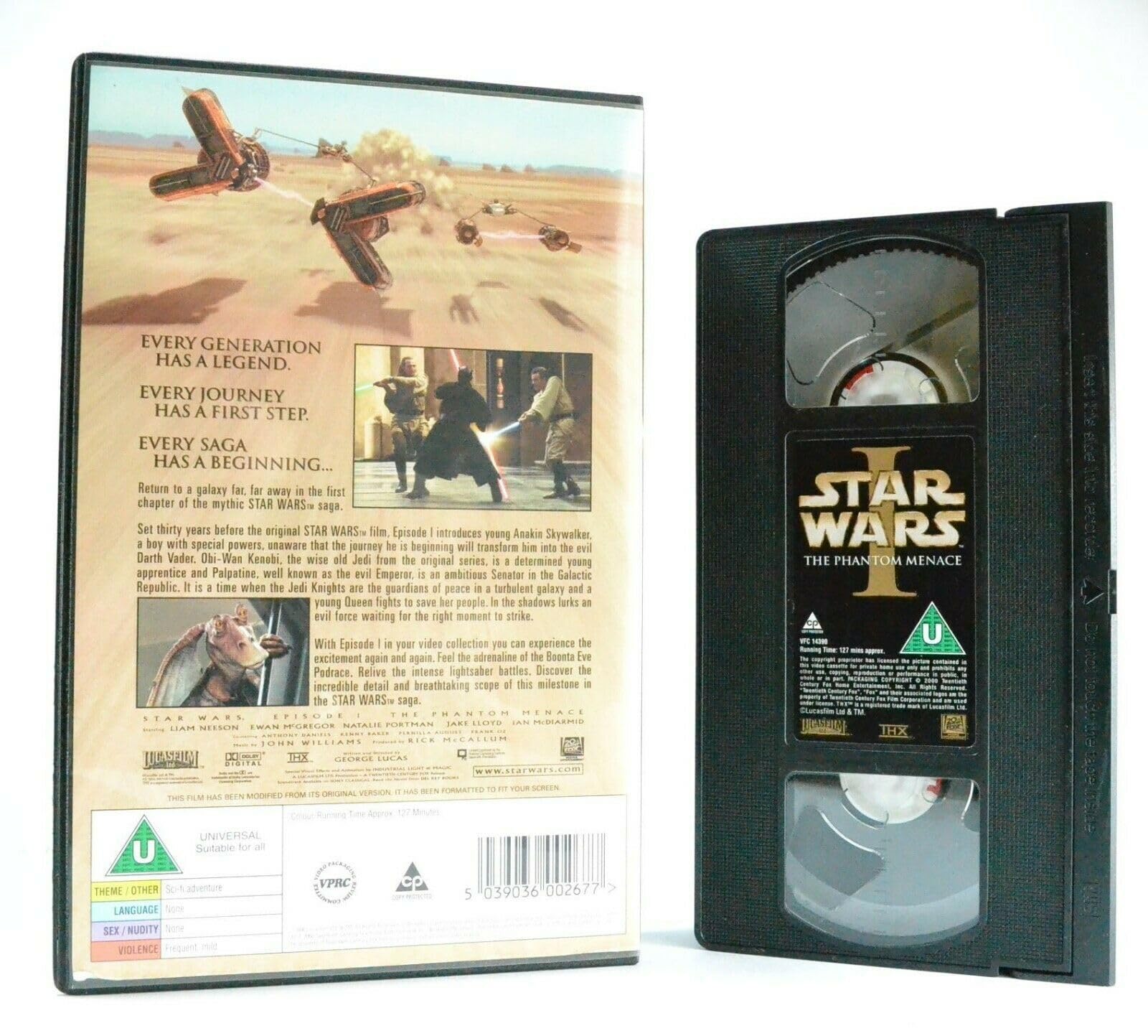 Star Wars: The Phantom Menace - Liam Neeson - Universal - Vintage - Pal VHS