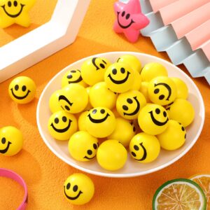 200 Pack Smile Face Stress Balls Mini Stress Balls 1.2 Inch Colored Soft Foam Stress Balls Funny Face Small Stress Balls for Teens Adults Stress Relief Balls Party Reward Gift (Yellow)