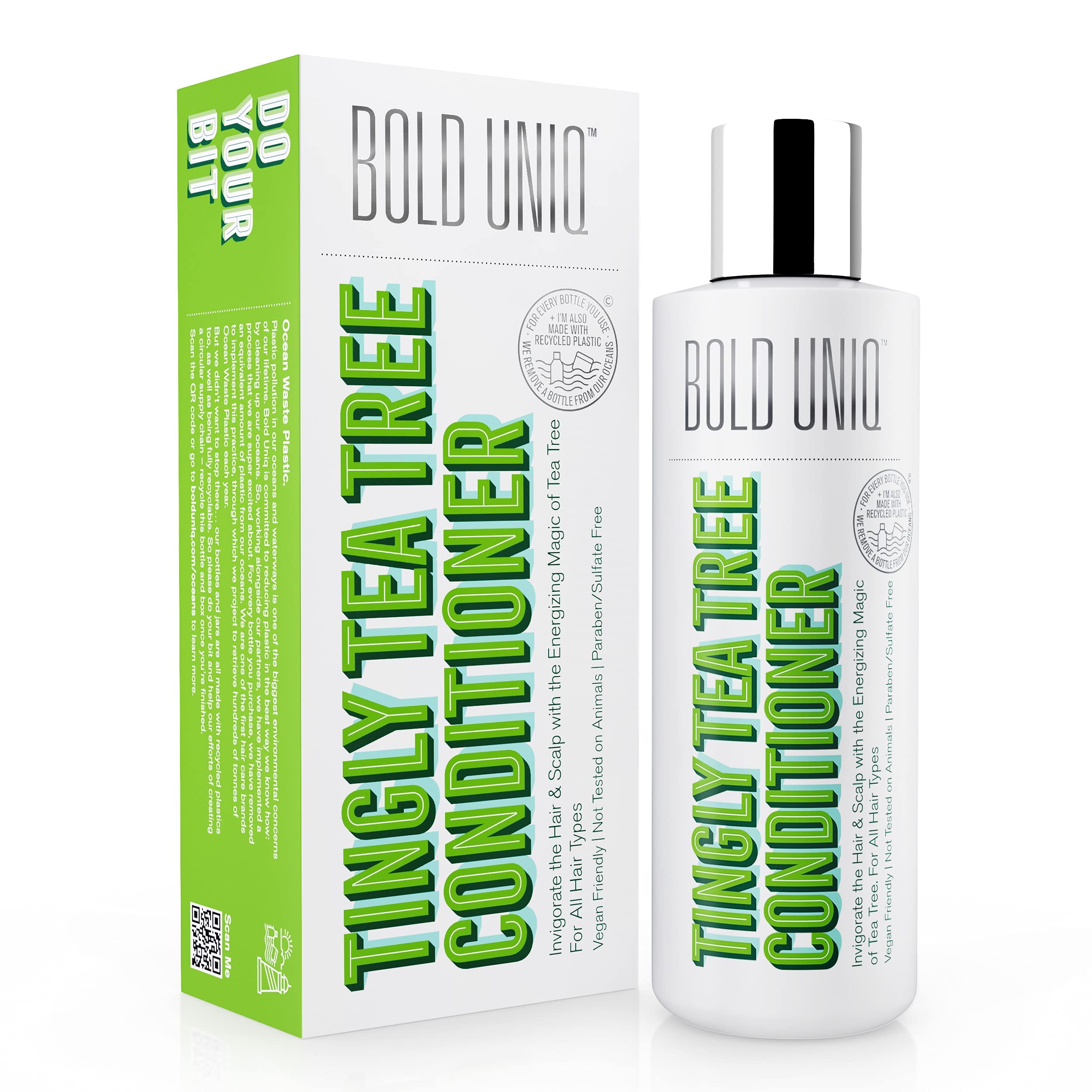 Bold Uniq Tea Tree Shampoo & Conditioner Bundle. Clarifying Formula. Energizing Peppermint & Tea Tree Oil formula for Men & Woman. Paraben & Sulfate Free. Vegan & Cruelty Free.