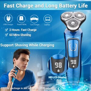 iwoole Electric Razor for Men,Electric Shavers for Men Wet Dry,Rechargeable Mens Electric Shavers Razor Man Shaving Blue