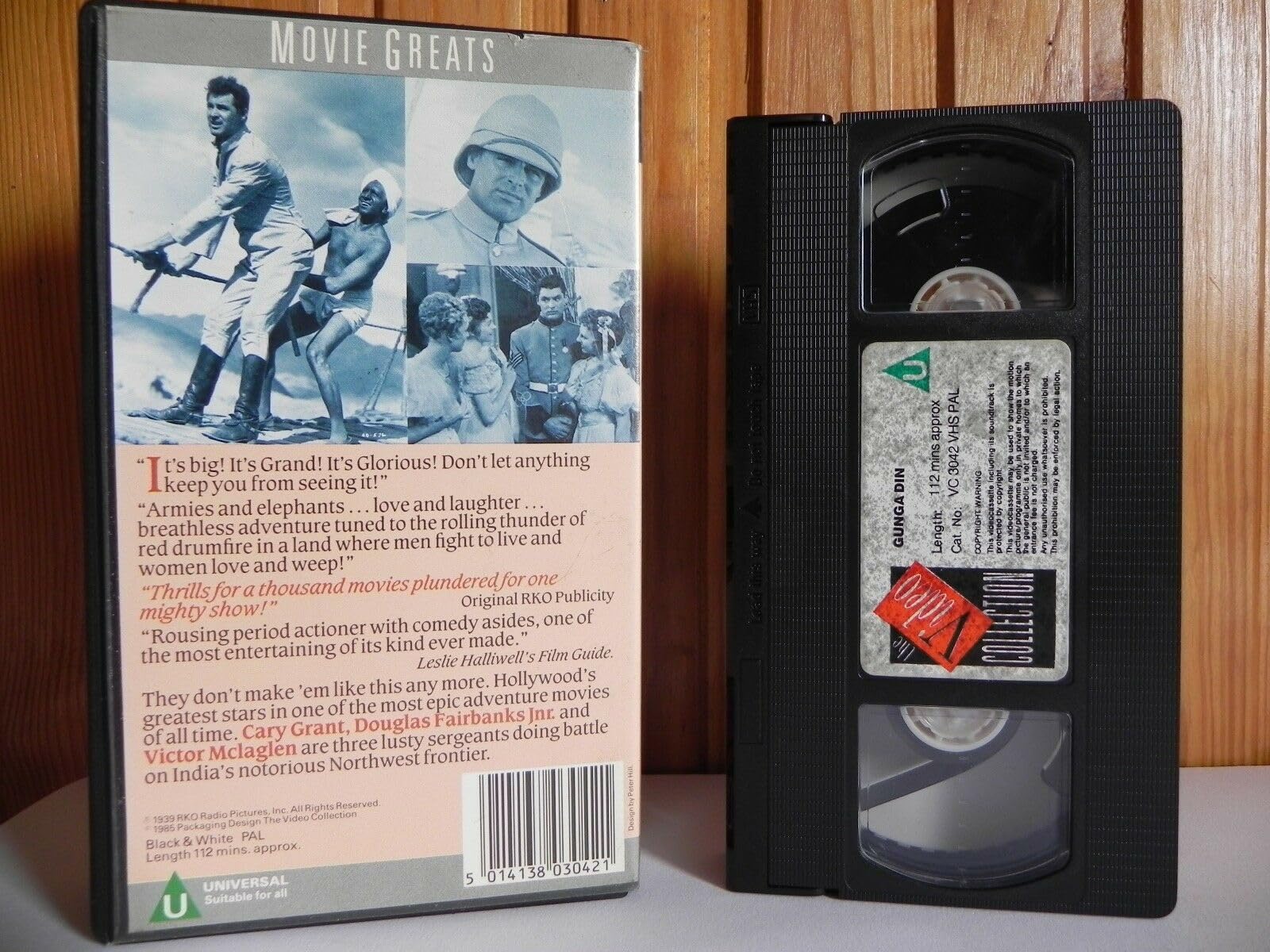 Gunga Din (1939); Movie Greats - War Comedy - Action Adventure - Cary Grant - Pal VHS