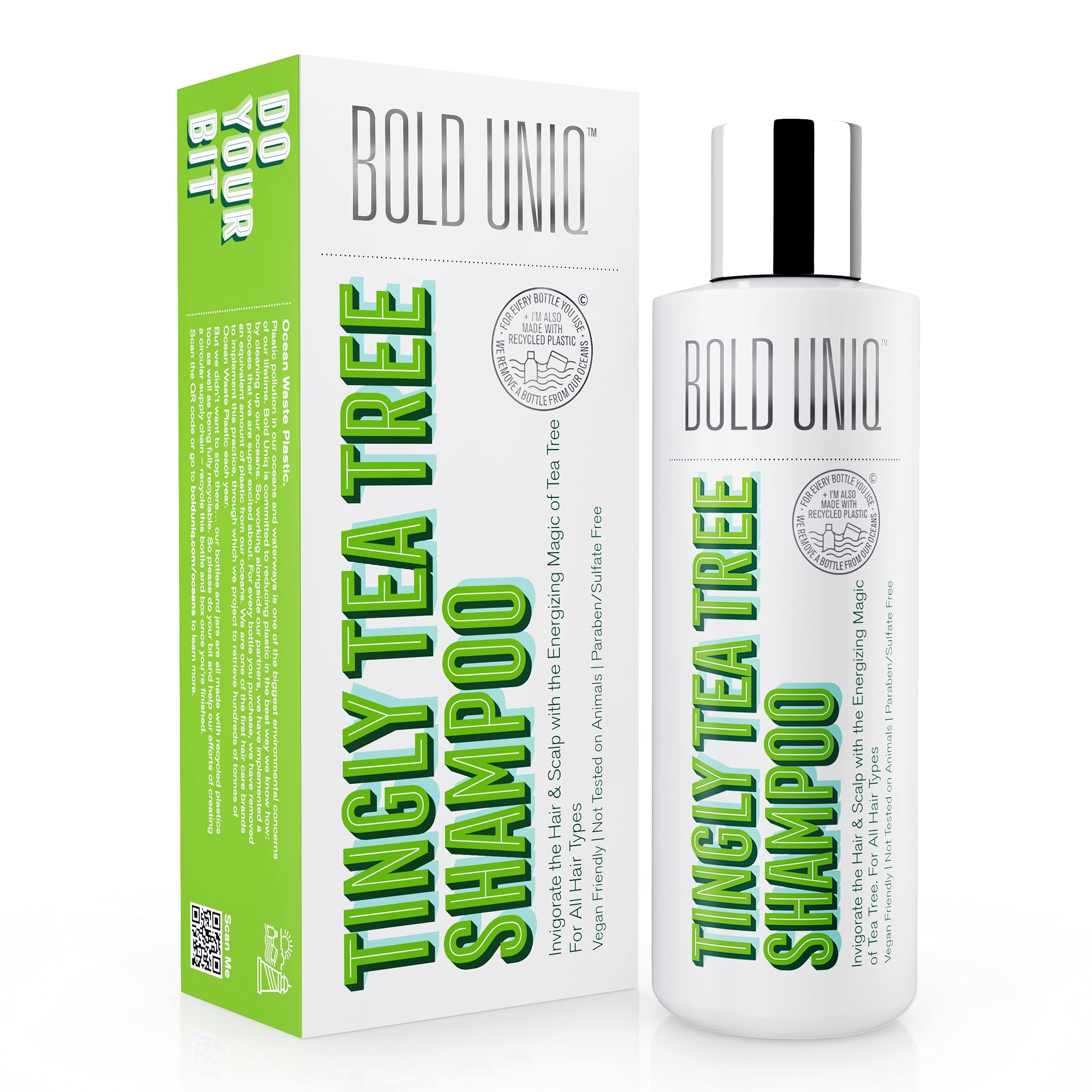 Bold Uniq Tea Tree Shampoo & Conditioner Bundle. Clarifying Formula. Energizing Peppermint & Tea Tree Oil formula for Men & Woman. Paraben & Sulfate Free. Vegan & Cruelty Free.