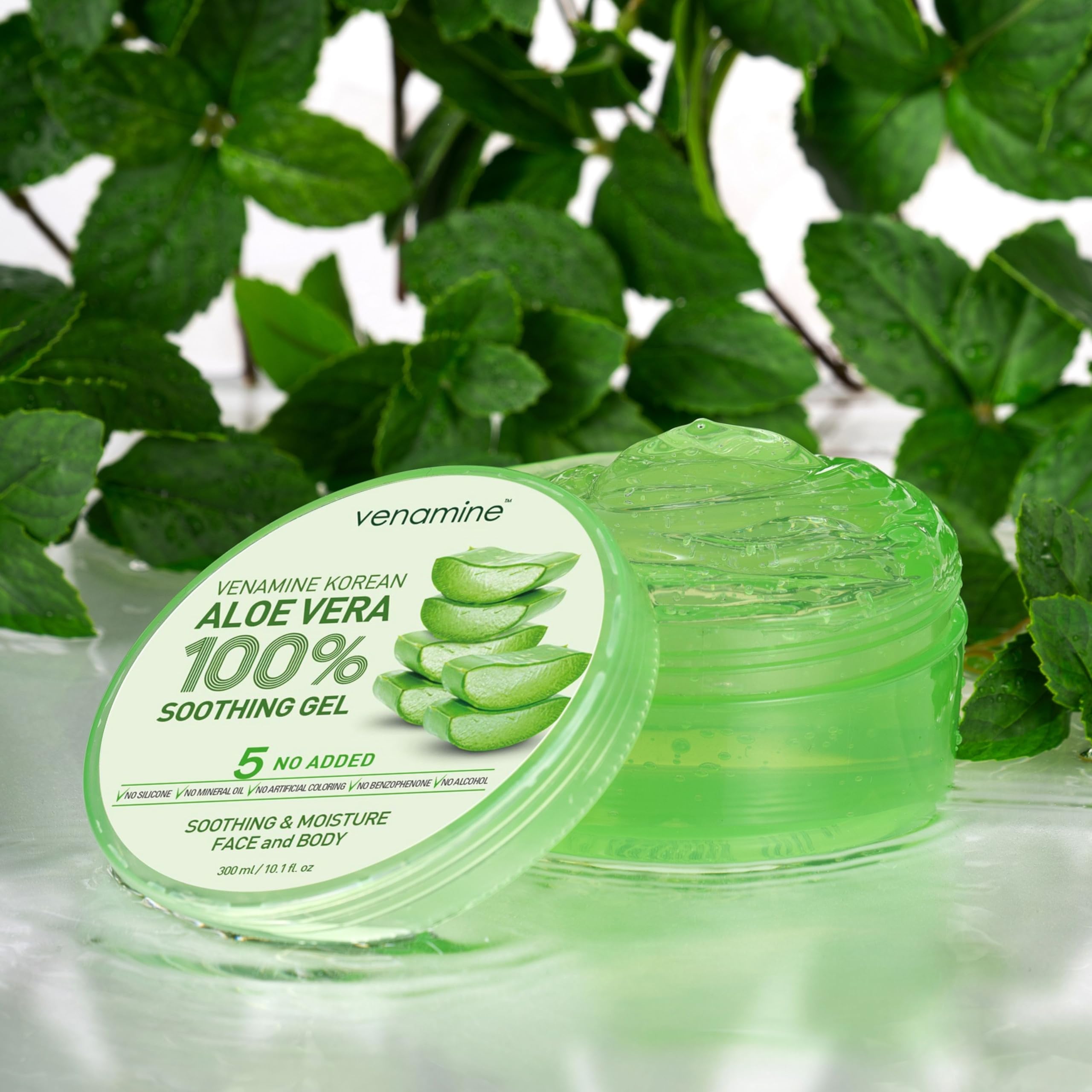 VENAMINE Korean Aloe Vera Soothing & Moisture Gel 100% For Face And Body organic pure aloe vera gel 300ml