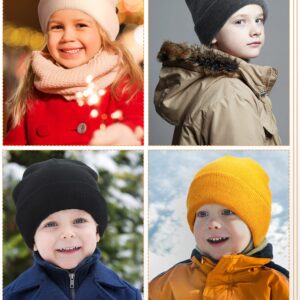 SATINIOR 4 Pieces Kids Satin Lined Beanies Winter Toddler Knit Ski Baby Beanie Hat Warm Skull Caps for 3 to 15 Child Baby Boys Girls