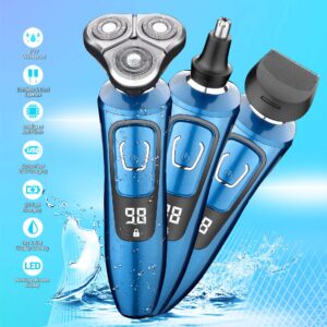 iwoole electric razor for men,electric shavers for men wet dry,rechargeable mens electric shavers razor man shaving blue