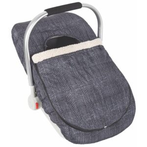 the peanutshell car seat cover, winter carseat canopy, grey herringbone