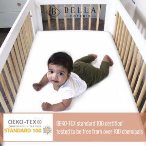 Bella Coterie Luxury Bamboo Crib Sheet | Organically Grown | Ultra Soft | Cooling for Better Sleep | Deep Pocket Fitted Sheet for Crib & Toddler Mattress | Viscose Made from Bamboo [White]