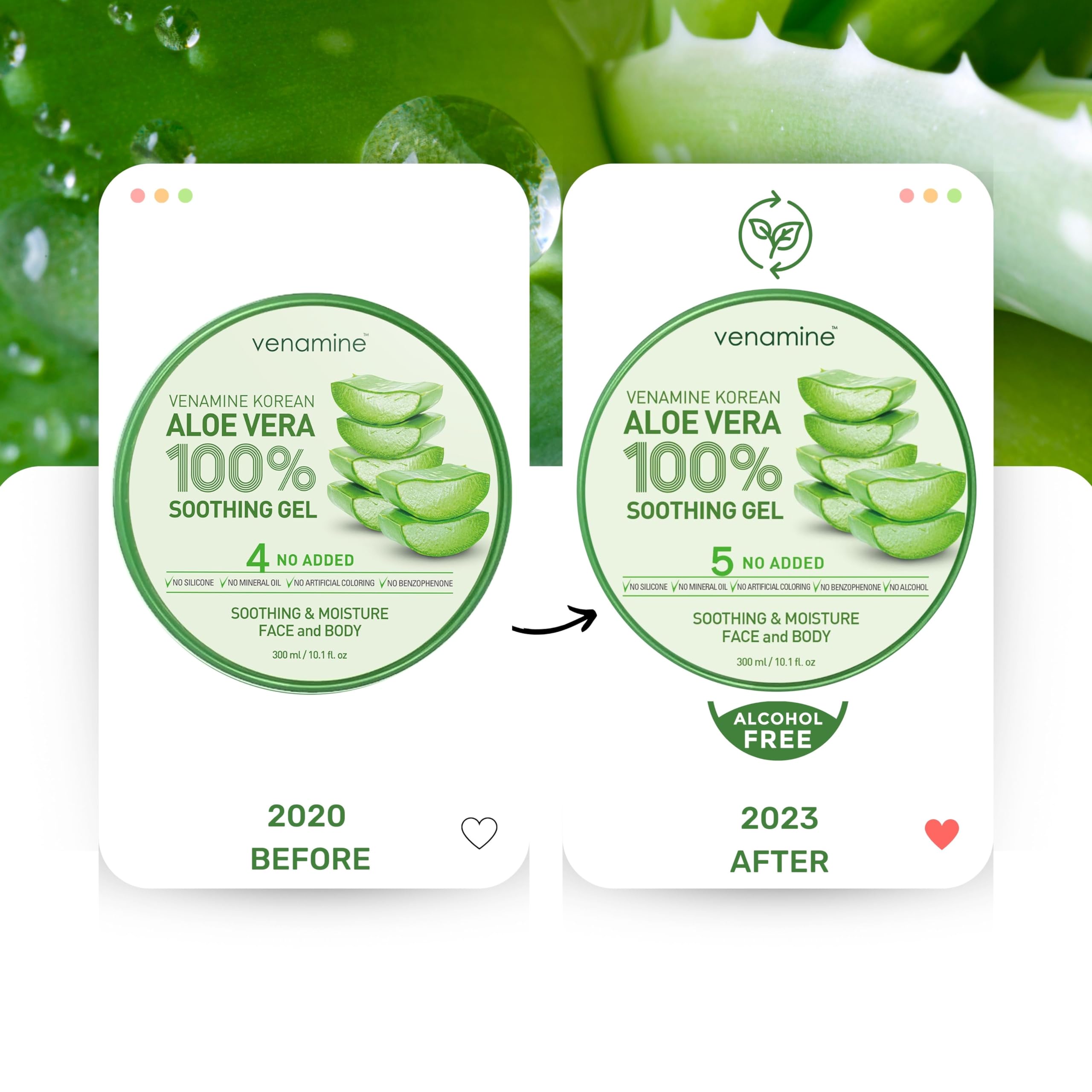 VENAMINE Korean Aloe Vera Soothing & Moisture Gel 100% For Face And Body organic pure aloe vera gel 300ml