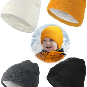 SATINIOR 4 Pieces Kids Satin Lined Beanies Winter Toddler Knit Ski Baby Beanie Hat Warm Skull Caps for 3 to 15 Child Baby Boys Girls