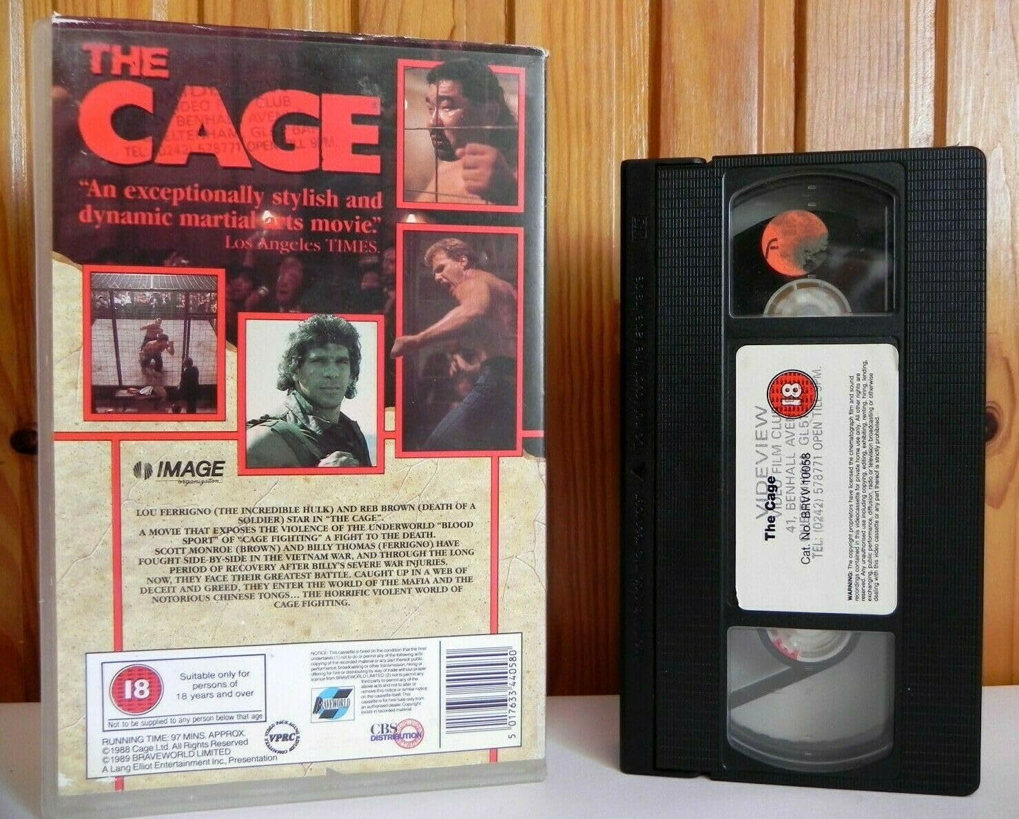 The Cage (1989) - Martial Arts Action - Large Box - Lou Ferrigno - Pal VHS