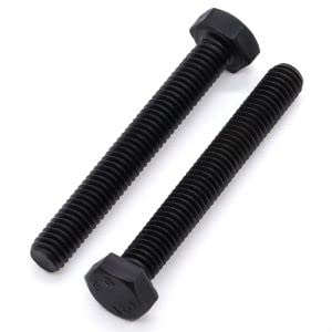 M12-1.75 x 45mm (6 Pcs) Black Hex Bolt, Black Hex Head Screws Bolts, Alloy Steel, Grade 12.9, Black Oxide Finish, Fully Threaded, Standard DIn933