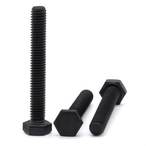 M12-1.75 x 45mm (6 Pcs) Black Hex Bolt, Black Hex Head Screws Bolts, Alloy Steel, Grade 12.9, Black Oxide Finish, Fully Threaded, Standard DIn933